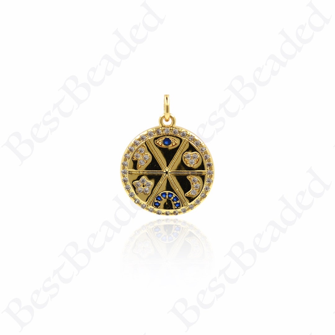 Round Talisman Pendant,gold Filled Lucky Charm,diy Necklace Jewelry ...