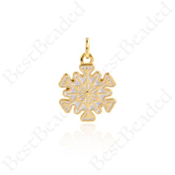 18K Filled Gold Snowflake Pendant Gold Snowflake Charm - Etsy