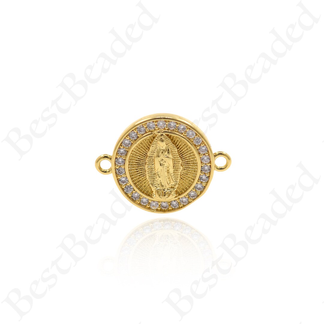 Virgin Mary Round Connector Links,18k Gold Filled Daindy Connector ...