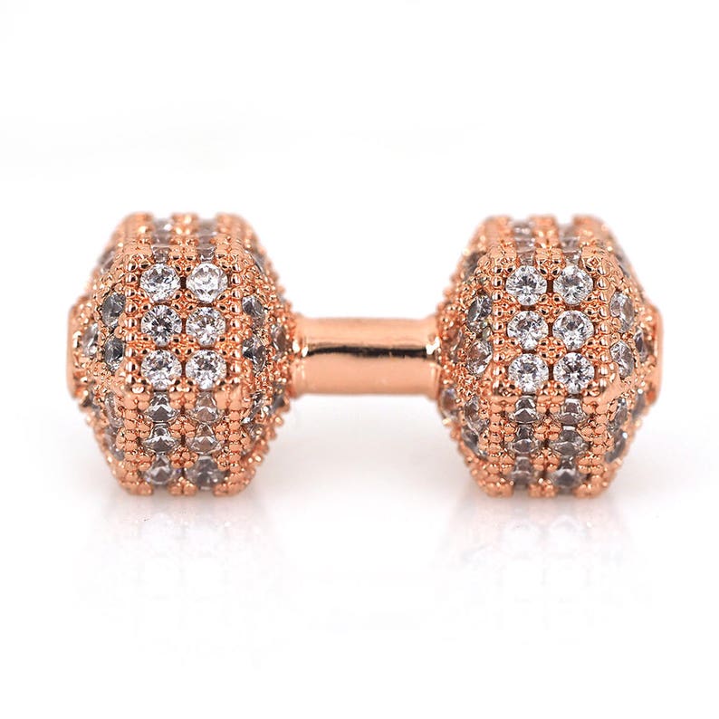 Micro Pave CZ Crystal Fitness Dumbbell Beads for Men's Energy Barbell ...