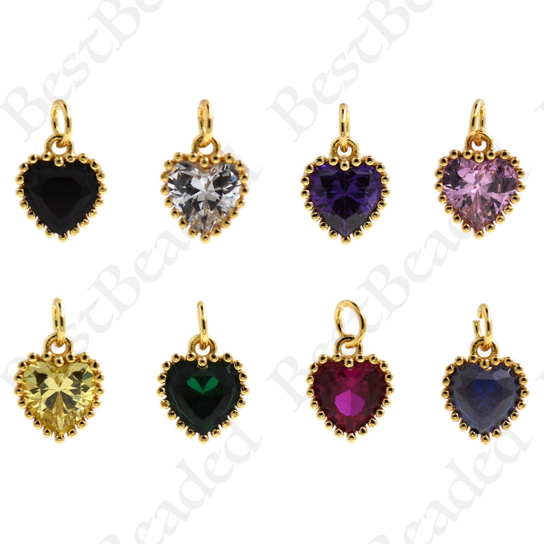 18k Gold Filled Heart Shape Birthstone Pendant,mini Heart Charm for ...