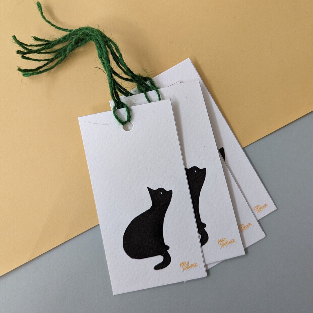 Set of 4 Cute Black Cat Gift Tags for Decorating Presents for - Etsy