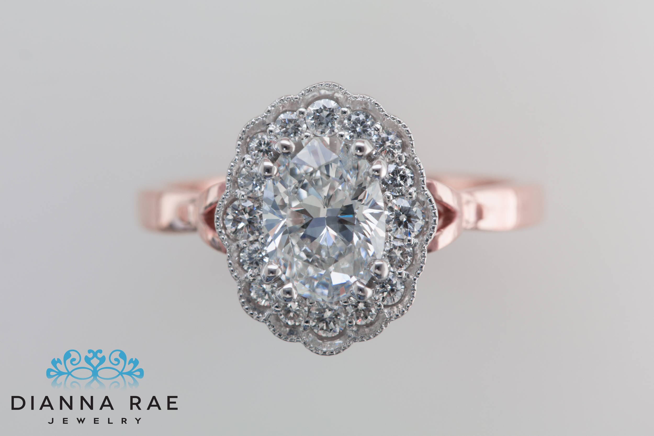 Magnolia Vintage Inspired Oval Diamond or Moissanite Scalloped - Etsy