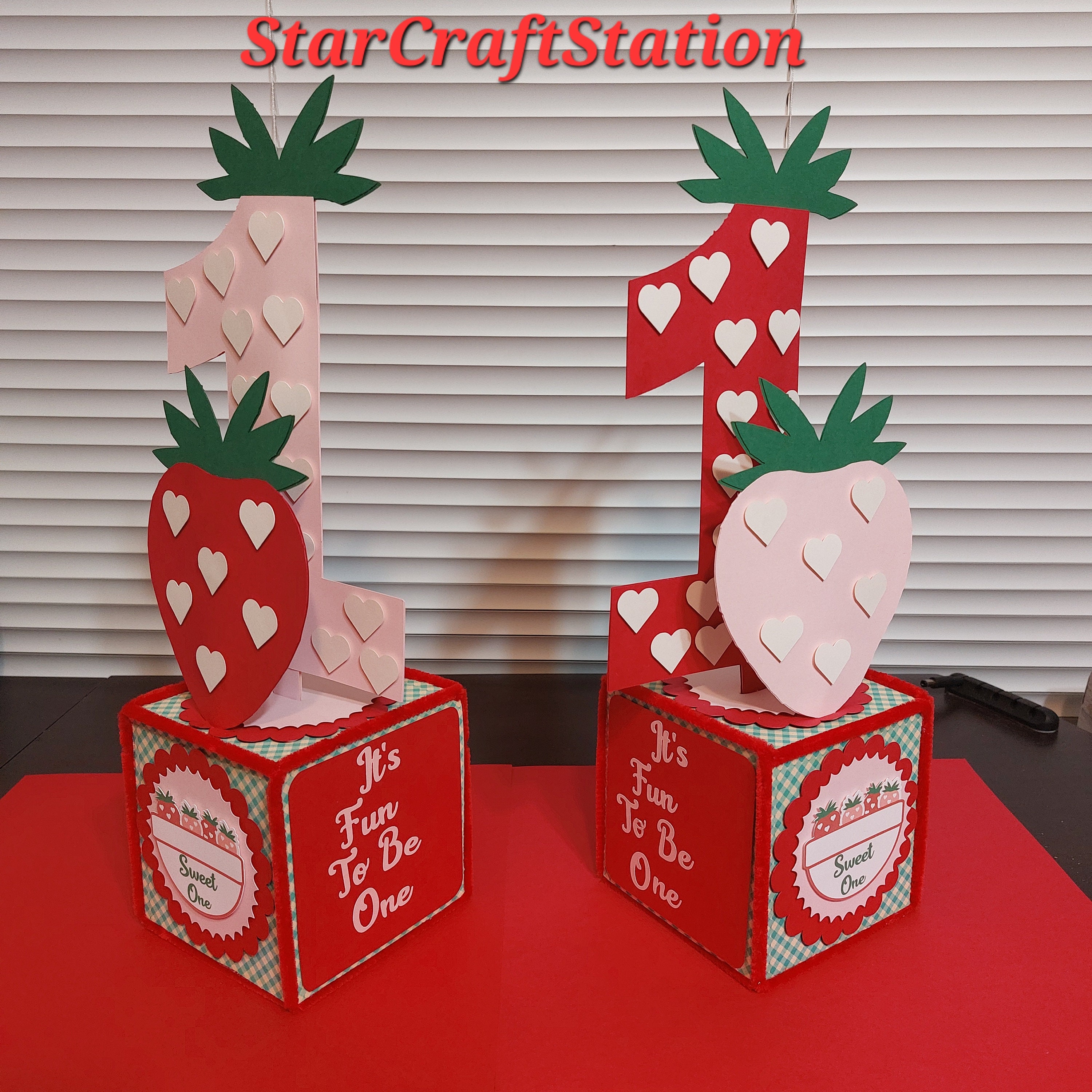 Strawberry 3D 1st Birthday Centerpieces (double Sided) - Etsy