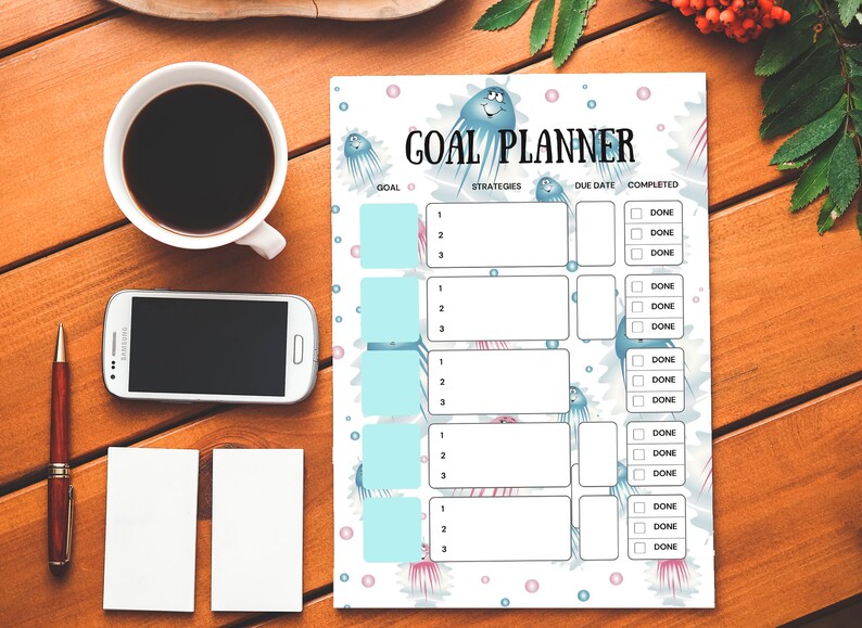 Ocean Theme Girl Planner 2024 Sea Kid Planner Calendar Monthly Weekly ...