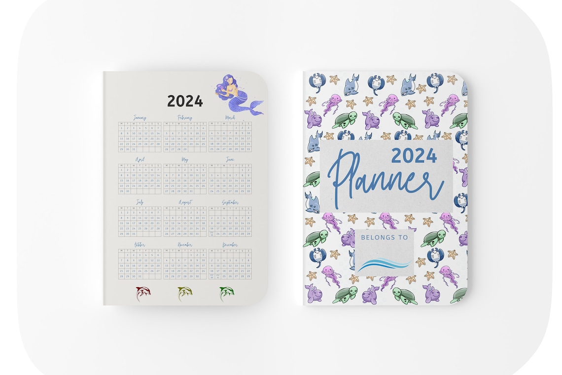 Ocean Theme Girl Planner 2024 Sea Kid Planner Calendar Monthly Weekly ...