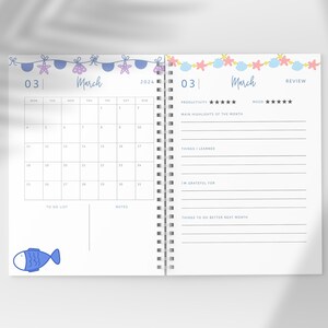 Ocean Theme Girl Planner 2024 Sea Kid Planner Calendar Monthly Weekly ...