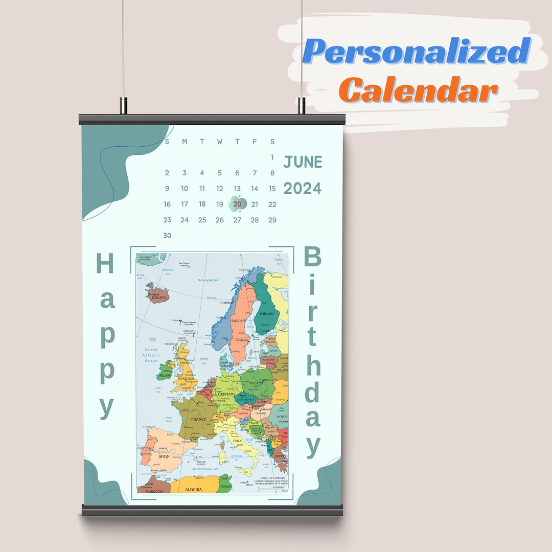 Personalized Europe Map Wall Calendar 2024 Monthly and Weekly Calendar ...