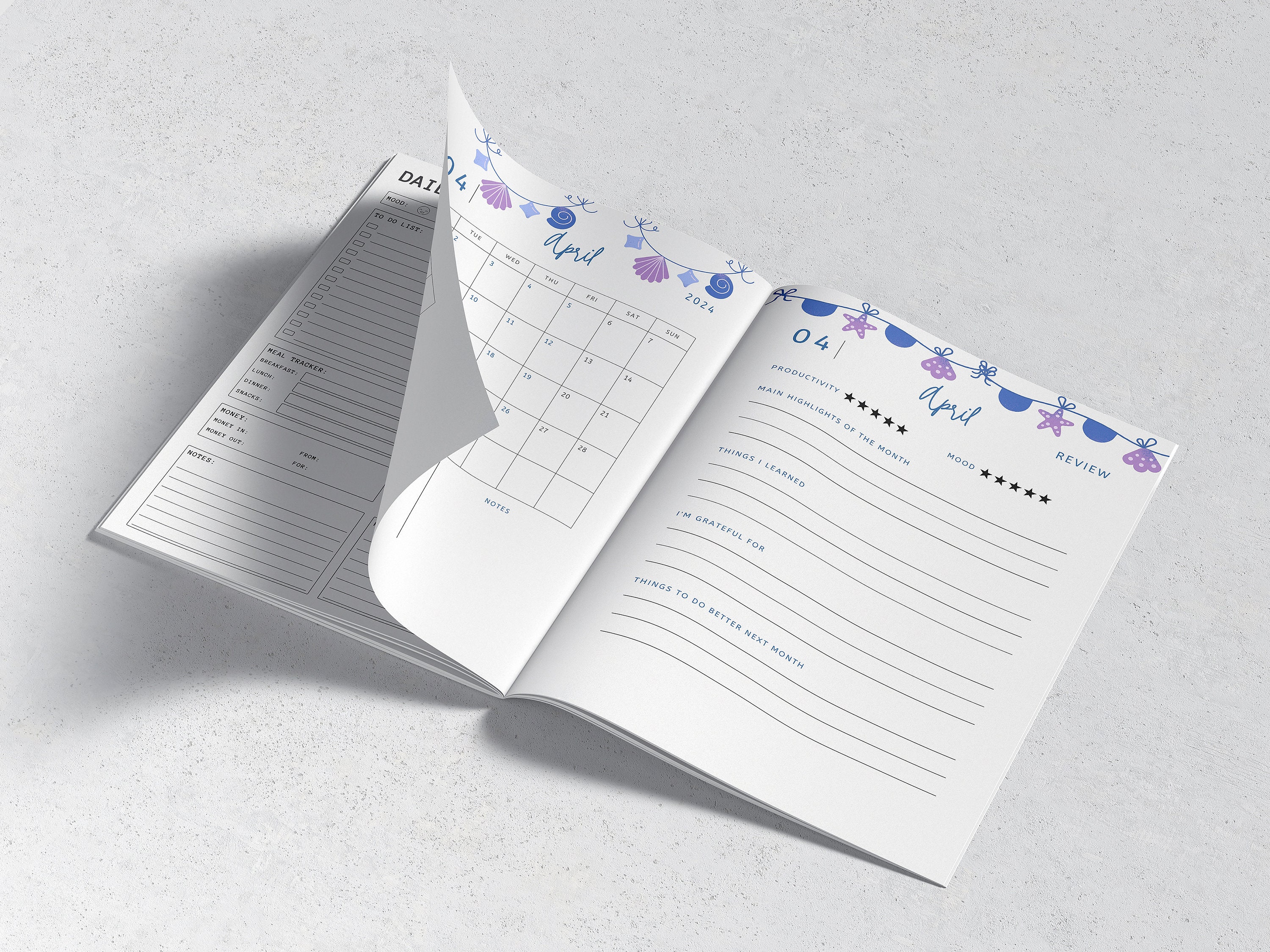 Ocean Theme Girl Planner 2024 Sea Kid Planner Calendar Monthly Weekly ...