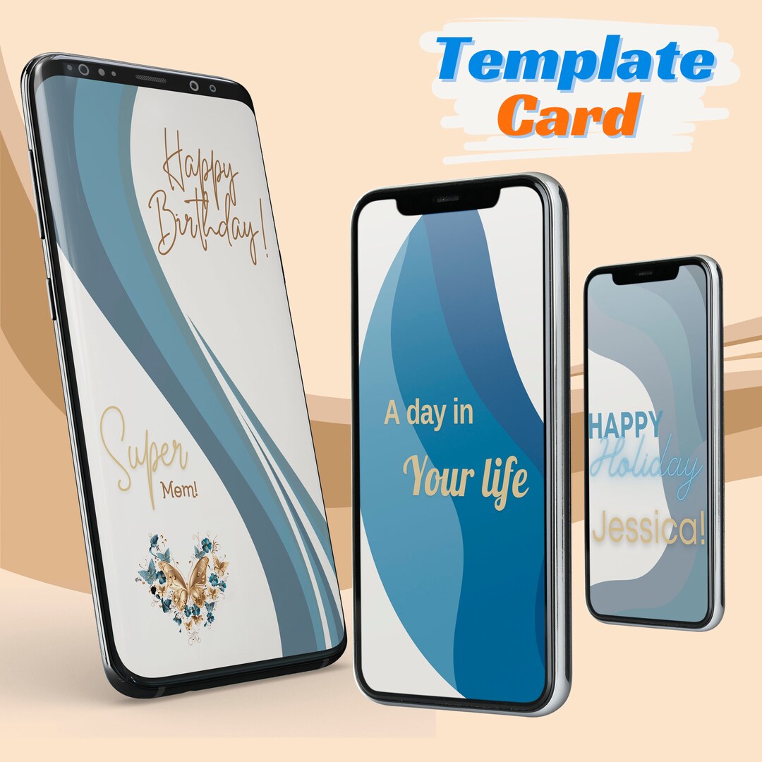 Personalized Electronic Card Template Digital Ecard GIF Wave Ornament ...