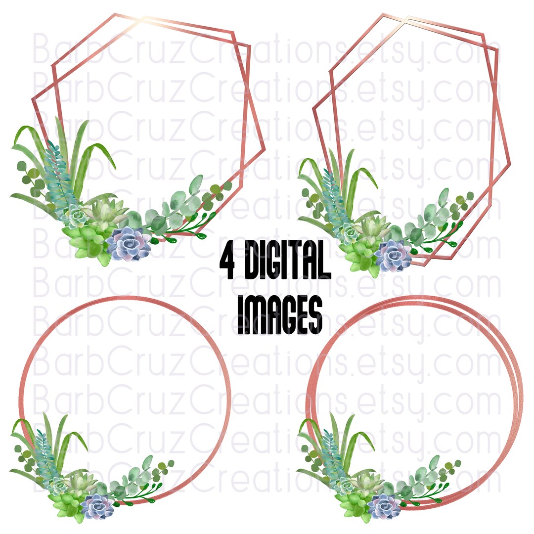 Floral Succulents, Digital Frames, PNG, Clipart (digital Download ...