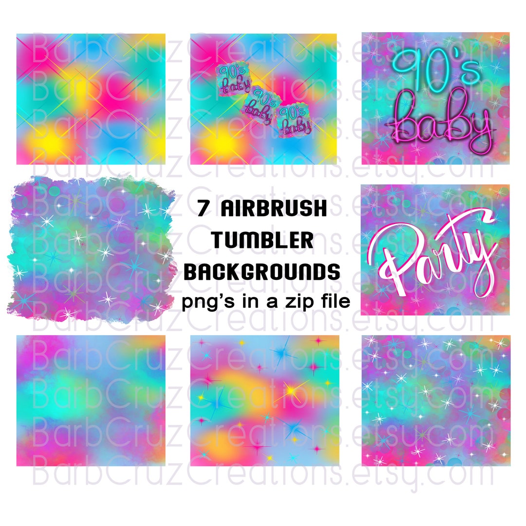 90's Colorful Tumbler Background Backdrop Airbrush - Etsy