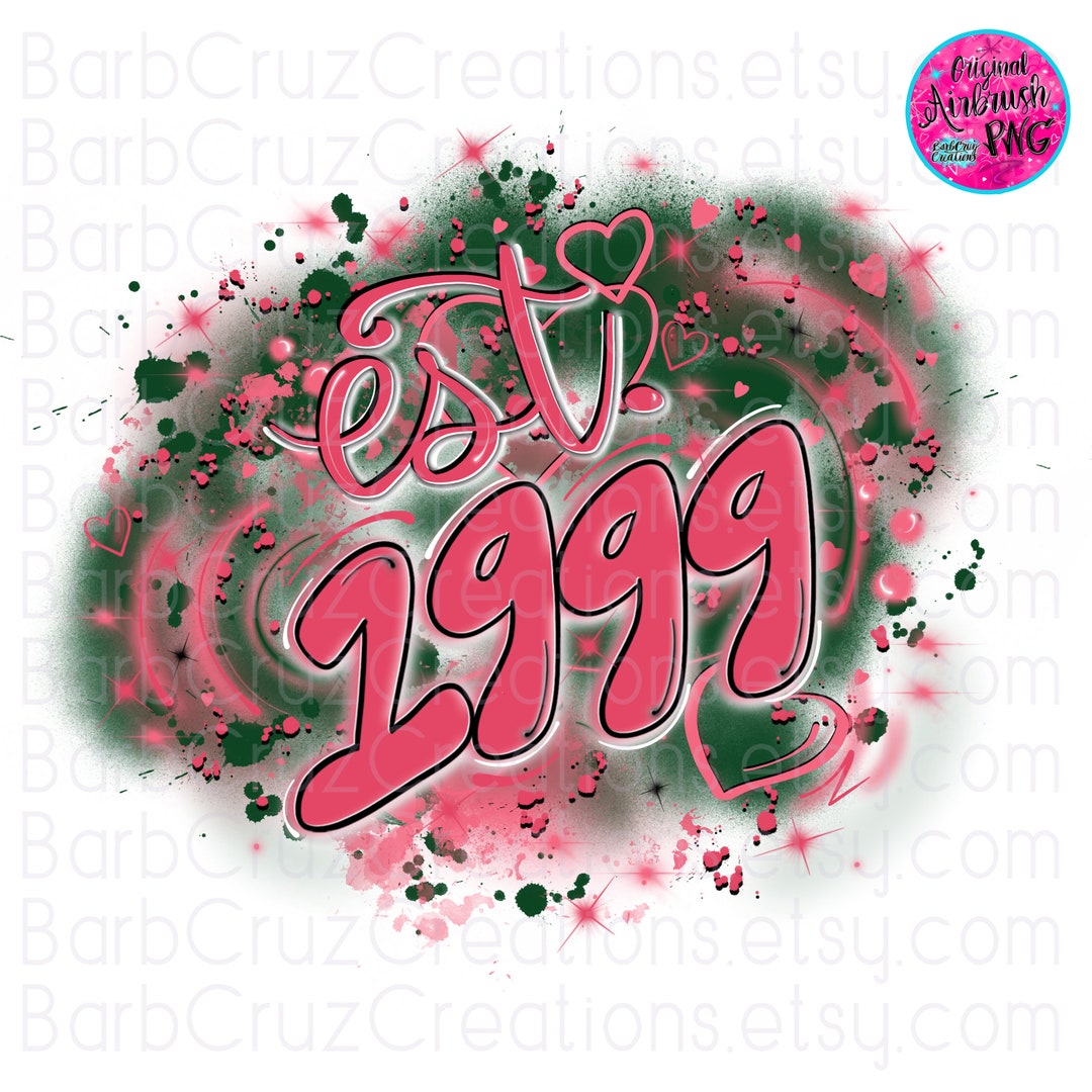 Est 1999 / Green Hearts / Pink / Spray Paint / Airbrush Png ...