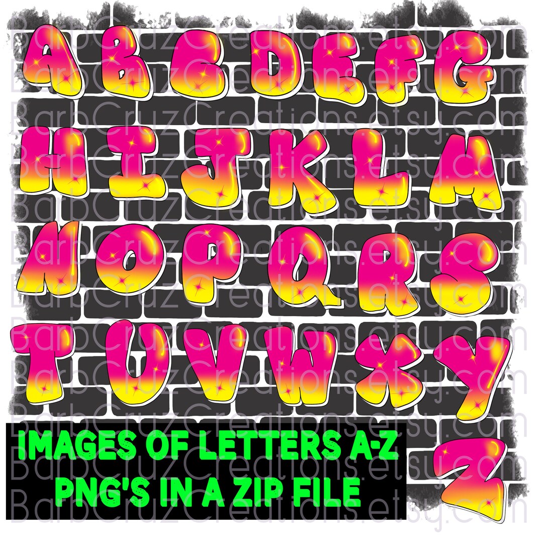 Airbrush Png, Lettering, Bubble Letters, Pink & Yellow, Graffiti ...