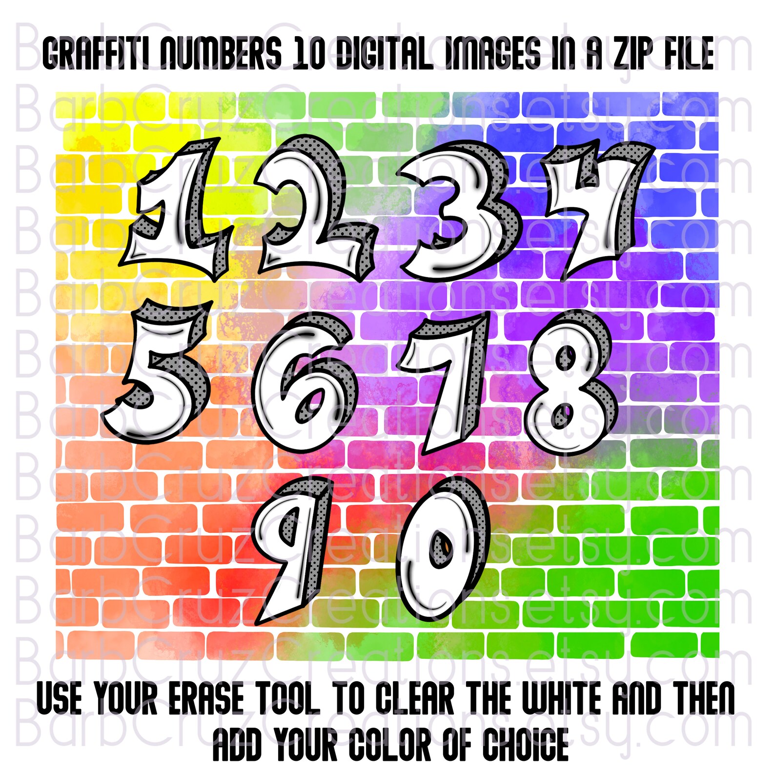 Graffiti Numbers Boxy Customizable Numbers Airbrush Fonts - Etsy
