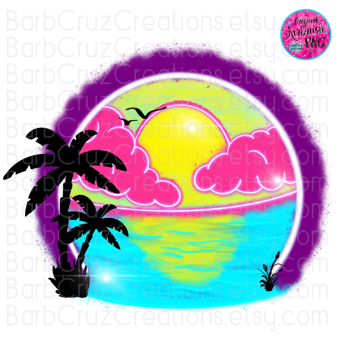 Airbrush Png, Tropical Sunset, Airbrush Beach Vibes, Sublimation, Beach ...