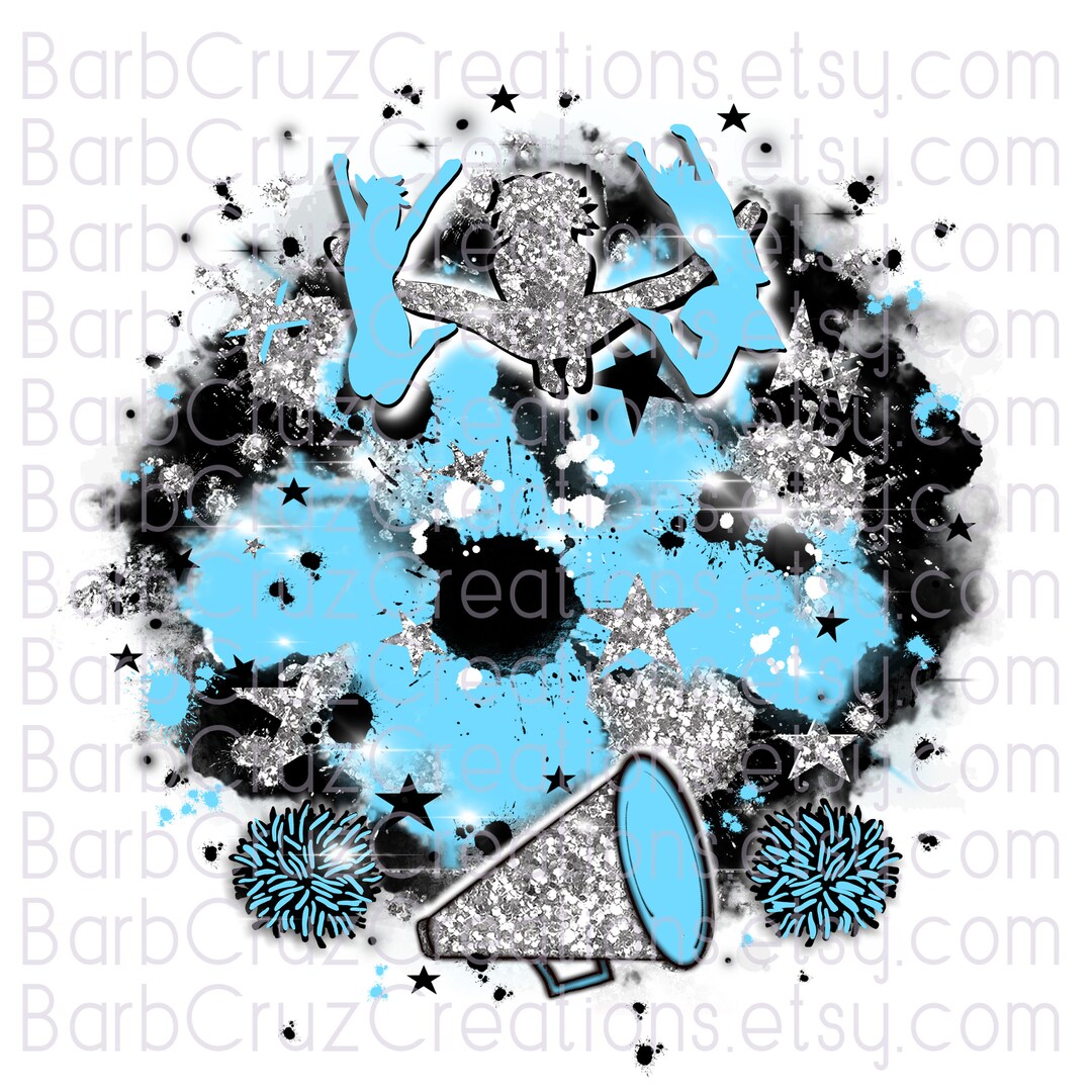 Airbrush Cheer Light Blue Png, Cheerleader, Designs, Shirt, Cheer Team ...