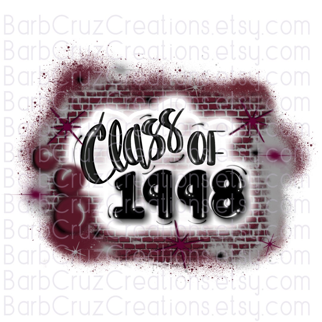 Airbrush Class of 1998 Deep Red & Gray Sublimation Design, Digital ...