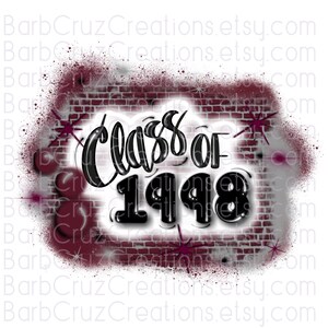 Airbrush Class of 1998 Deep Red & Gray Sublimation Design, Digital ...