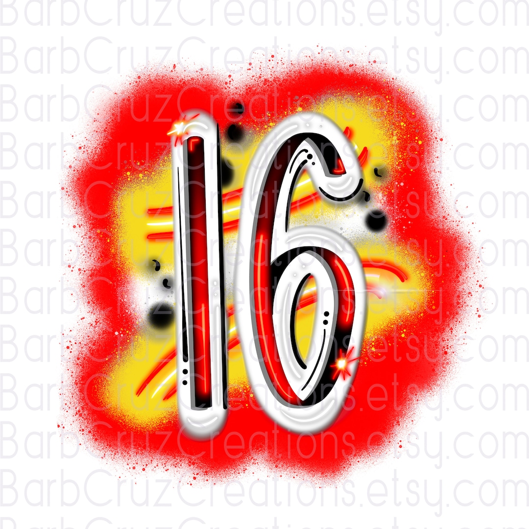 Airbrush Sixteen, Airbrush 16, Sixteen Clipart, Birthday Png, Sweet 16 ...
