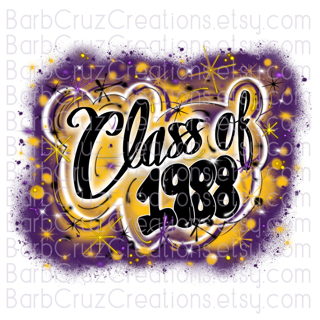 Airbrush Class of 1988 Purple & Yellow Sublimation Design, Digital ...