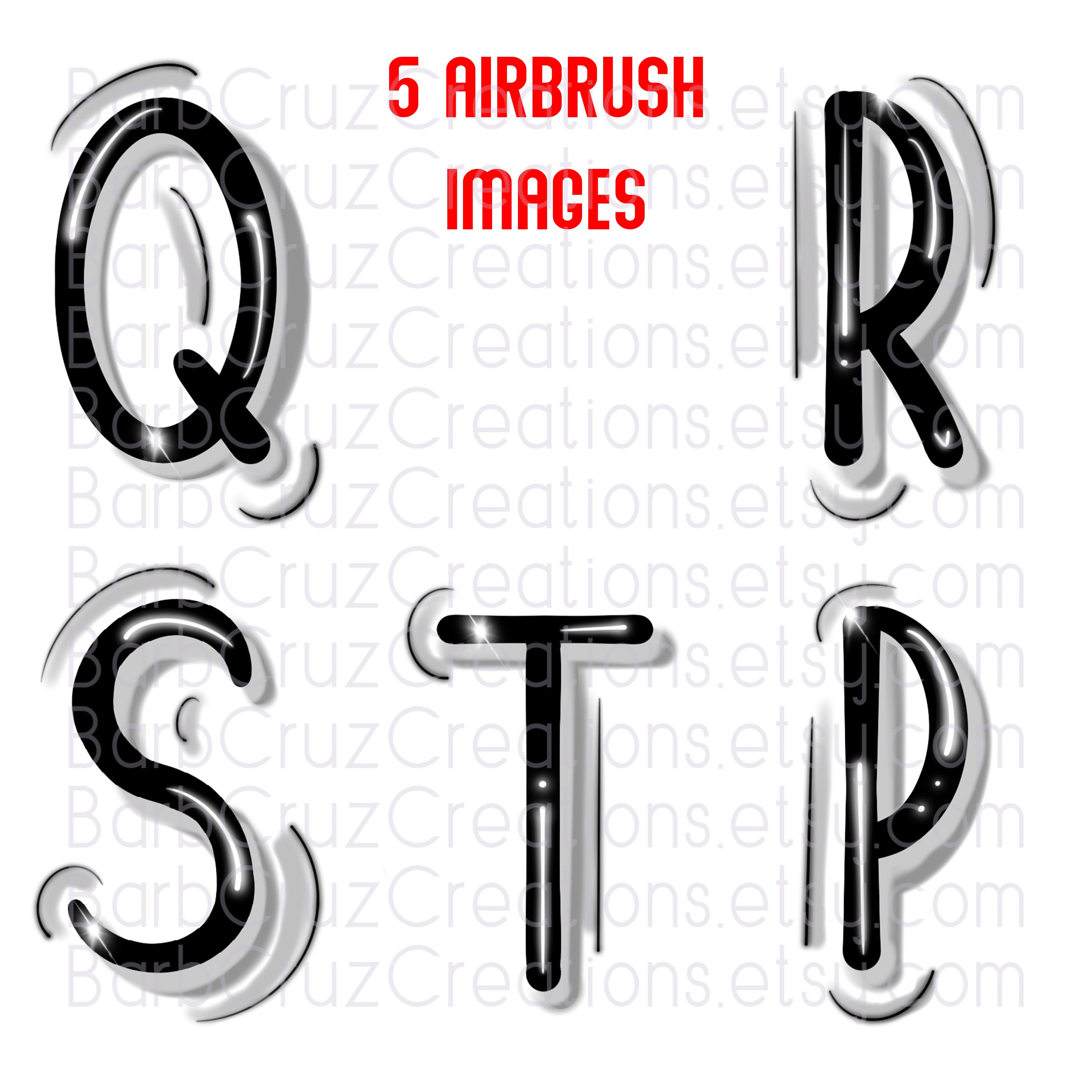 Airbrush Capital Letters Q R S T P Airbrush Fonts | Etsy