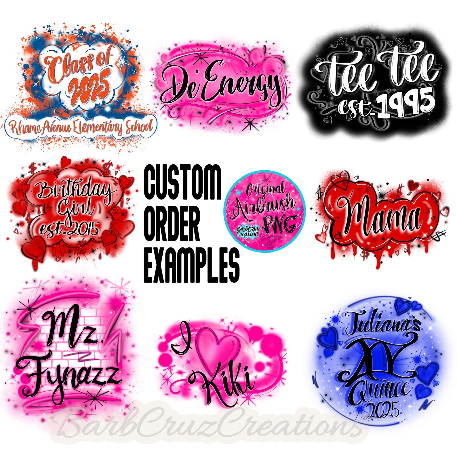 Airbrush Custom Name Order, Personalized Names, Custom Name Airbrush ...