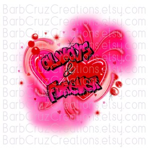 Always and Forever Airbrushed Pink & Red Hearts, Sublimation Transfer ...