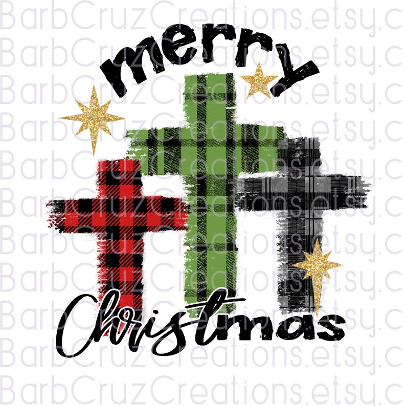 Merry Christmas Buffalo Plaid Cross Christmas Shirt Design - Etsy