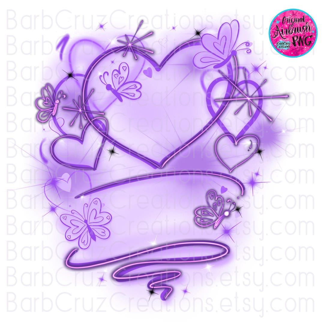 Airbrush Png, Airbrush Background, Light Purple Hearts, Butterfly ...