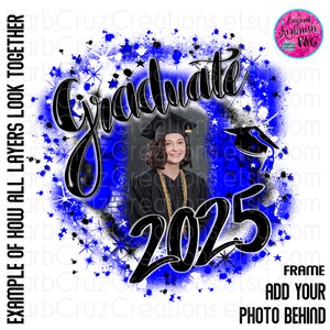 Graduate 2025 Blue Black Brick Wall Frame Png, Spray Paint, Airbrush ...