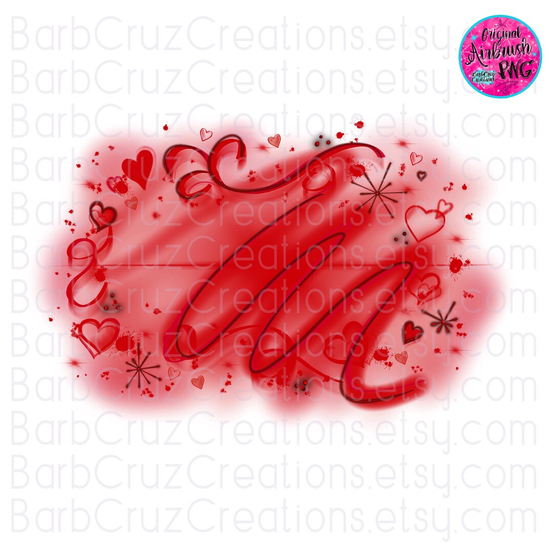 Airbrushed Png, Red, Hearts, Sublimation Transfer, Digital Download ...