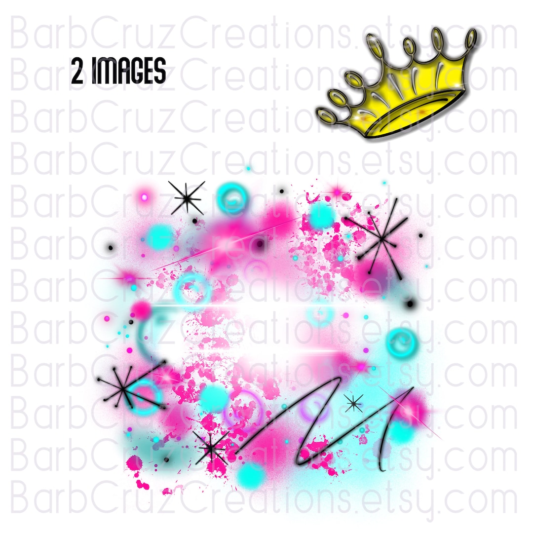 Airbrush Png, Pink, Bluish Green Airbrush Digital Background With Crown ...