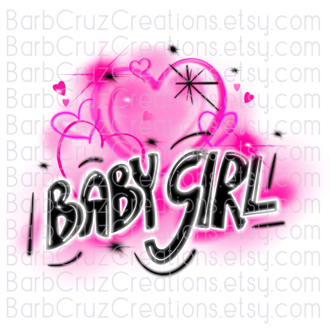 Airbrushed Baby Girl Baby Girl Pink Hearts Sublimation | Etsy