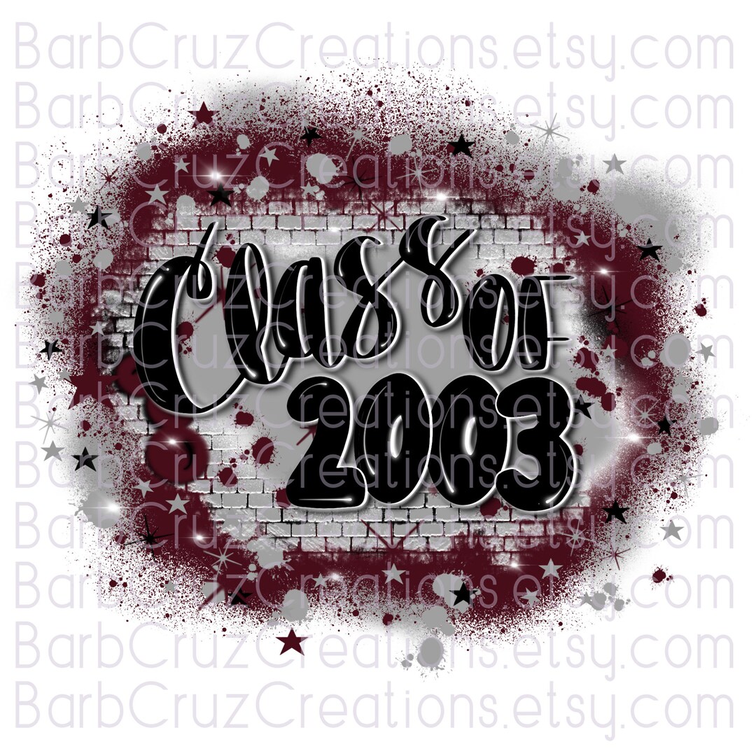 Class of 2003 Deep Red White Black Airbrush Png, Senior 2003 ...
