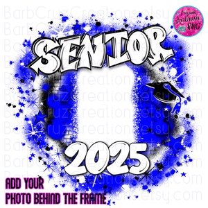 Graduate 2025 Blue Black Brick Wall Frame Png, Spray Paint, Airbrush ...