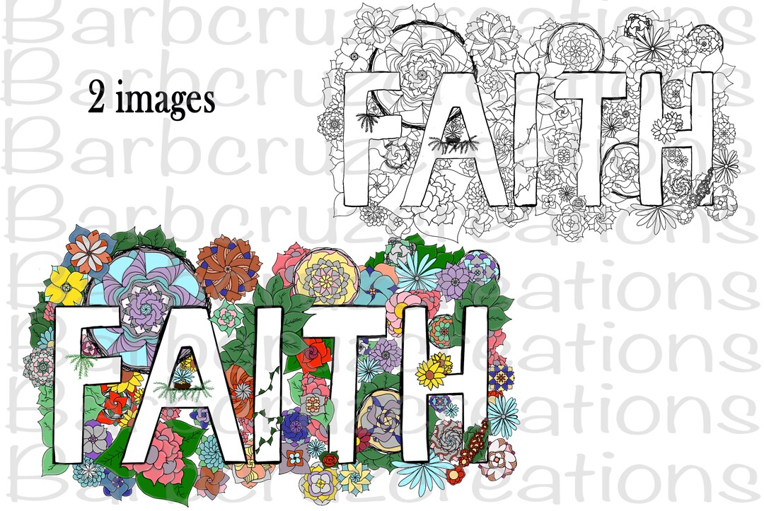 Faith, Doodle Flowers, Flowers, Clip Art, Png, Instant Download ...