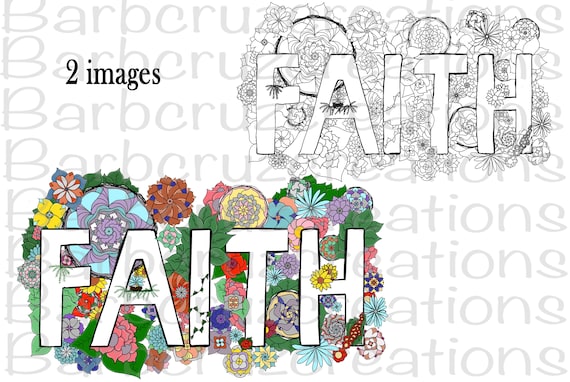 Faith Doodle Flowers Flowers Clip Art Png Instant - Etsy