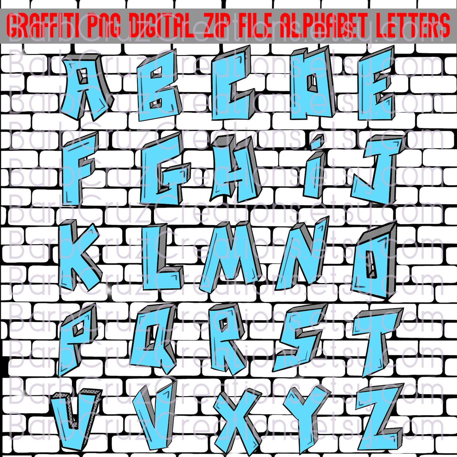 Graffiti Letters Graffiti Boxy Letters Blue Alphabet - Etsy