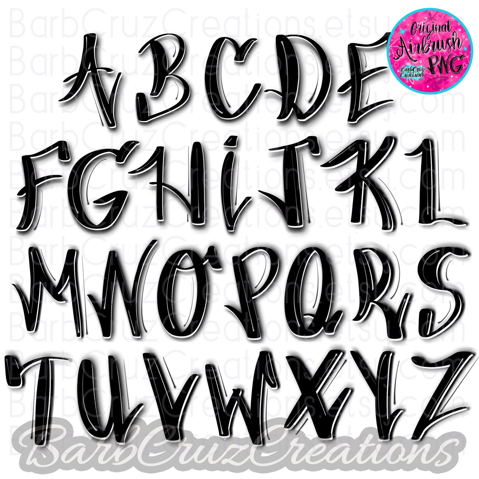 Airbrush Graffiti Font, Letters, PNG Images (digital Download) Airbrush ...