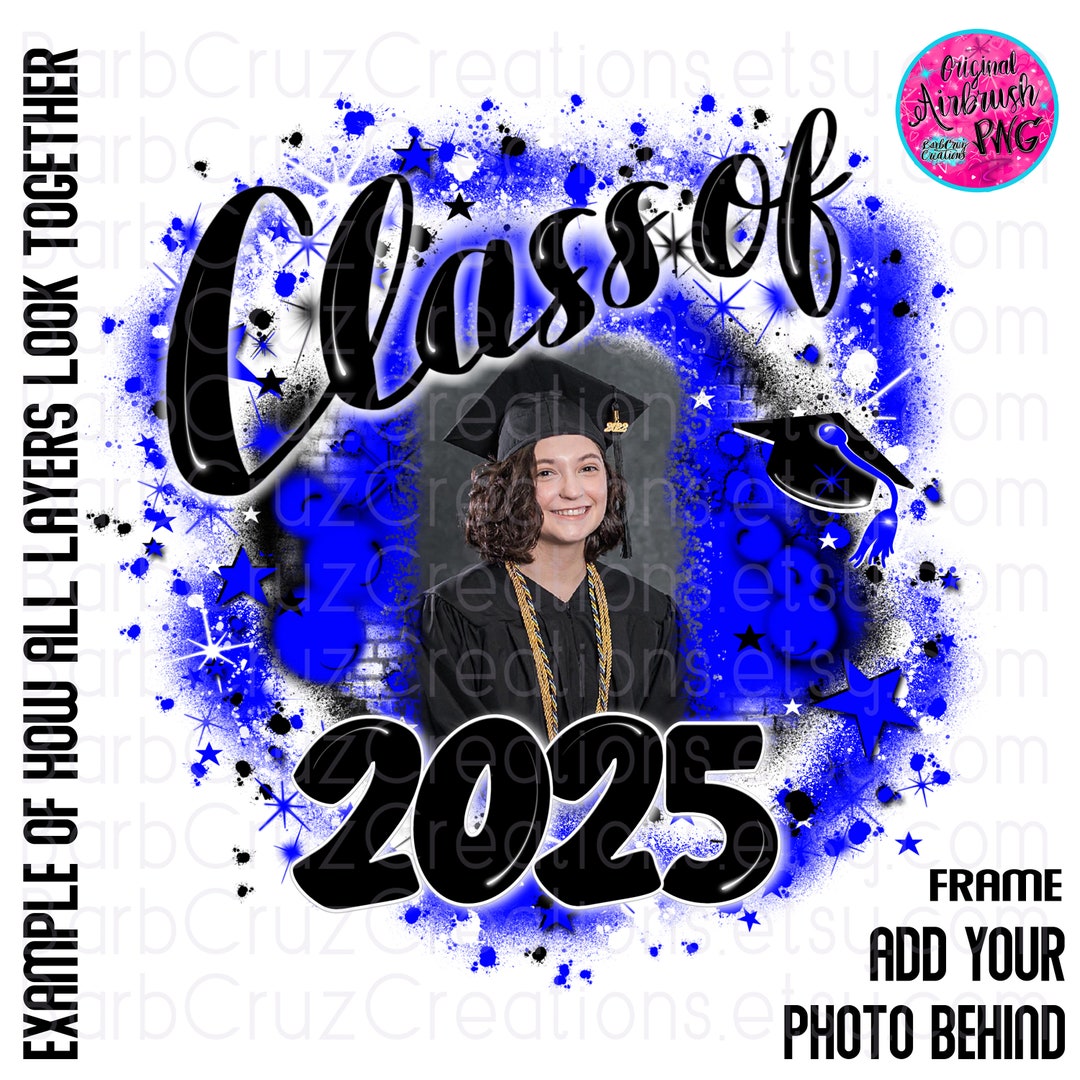 Class of 2025 Blue Black Brick Wall Frame Png, Spray Paint Sublimation ...