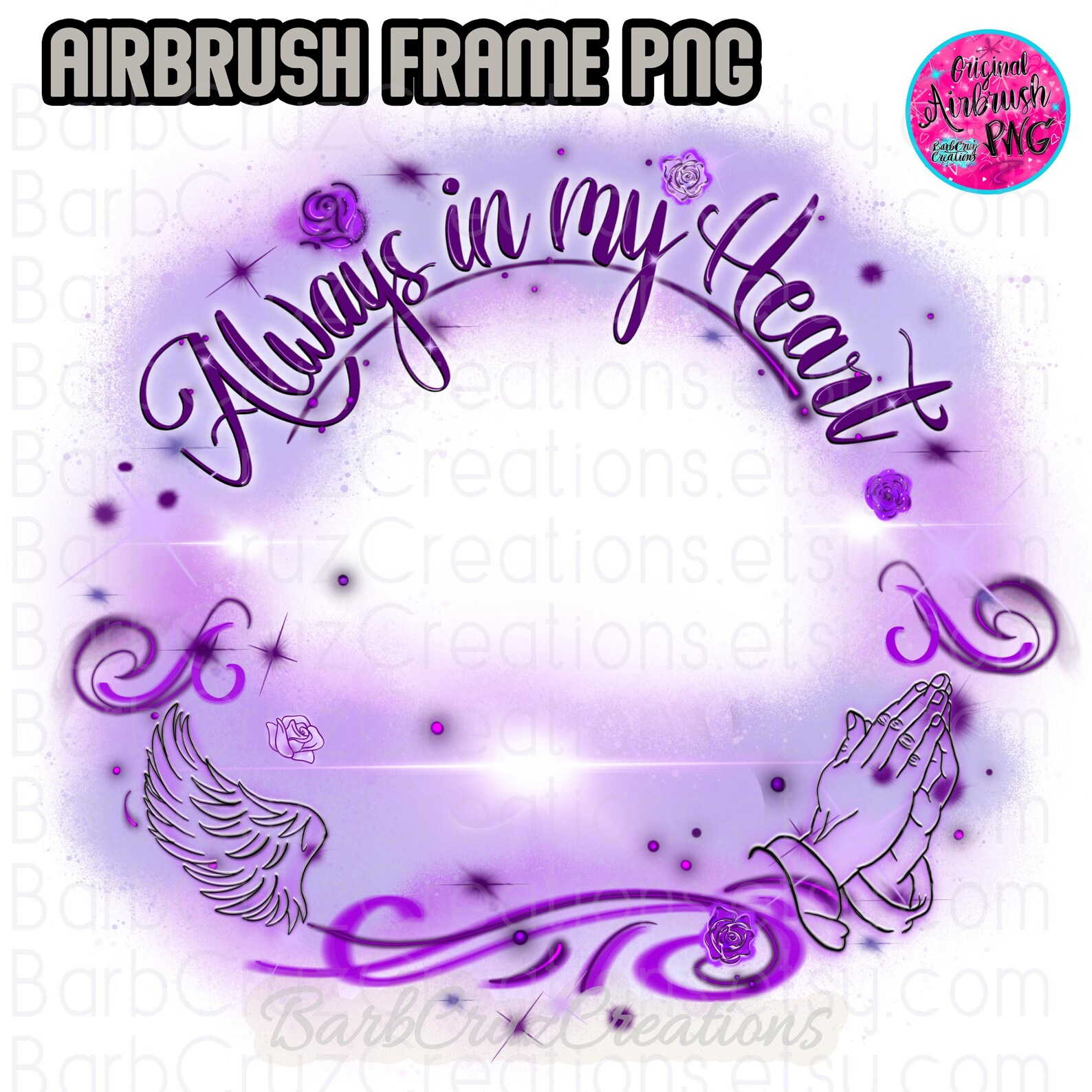 In Loving Memory Of, Airbrush Png, Purple, DTF, DTG Designs, Always in ...