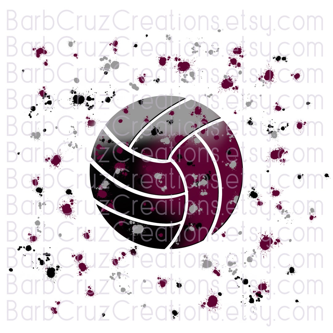 Volleyball Splatter Paint Png, Purplish Red, Black, Gray, Sports Shirt ...