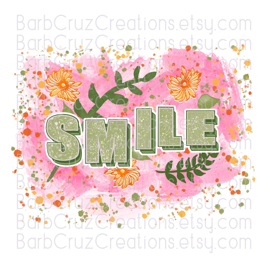 Smile Flowers Inspirational Quotes Watercolor Blush Pink | Etsy