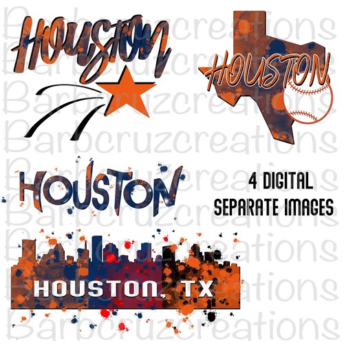 Houston TX Texas Baseball Clip Art Png Digital - Etsy