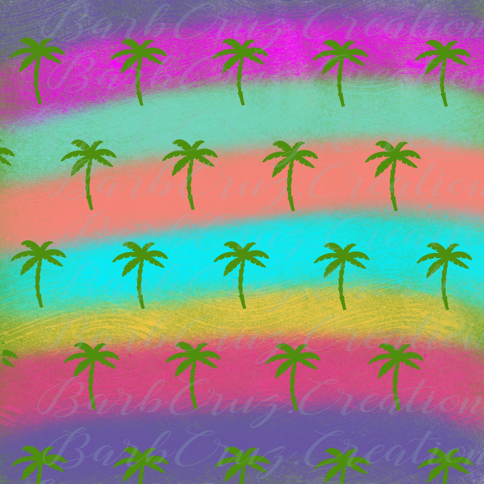 Tropical Watercolor Palm Trees Background Clip Art PNG | Etsy