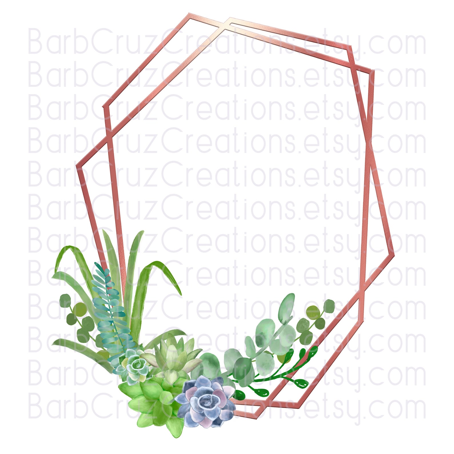 Floral Succulents, Digital Frames, PNG, Clipart (digital Download ...