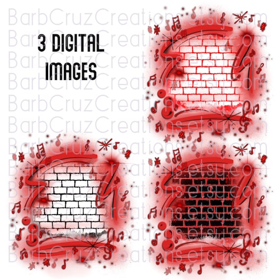 Airbrush Music Background Red Digital Airbrush Graffiti - Etsy