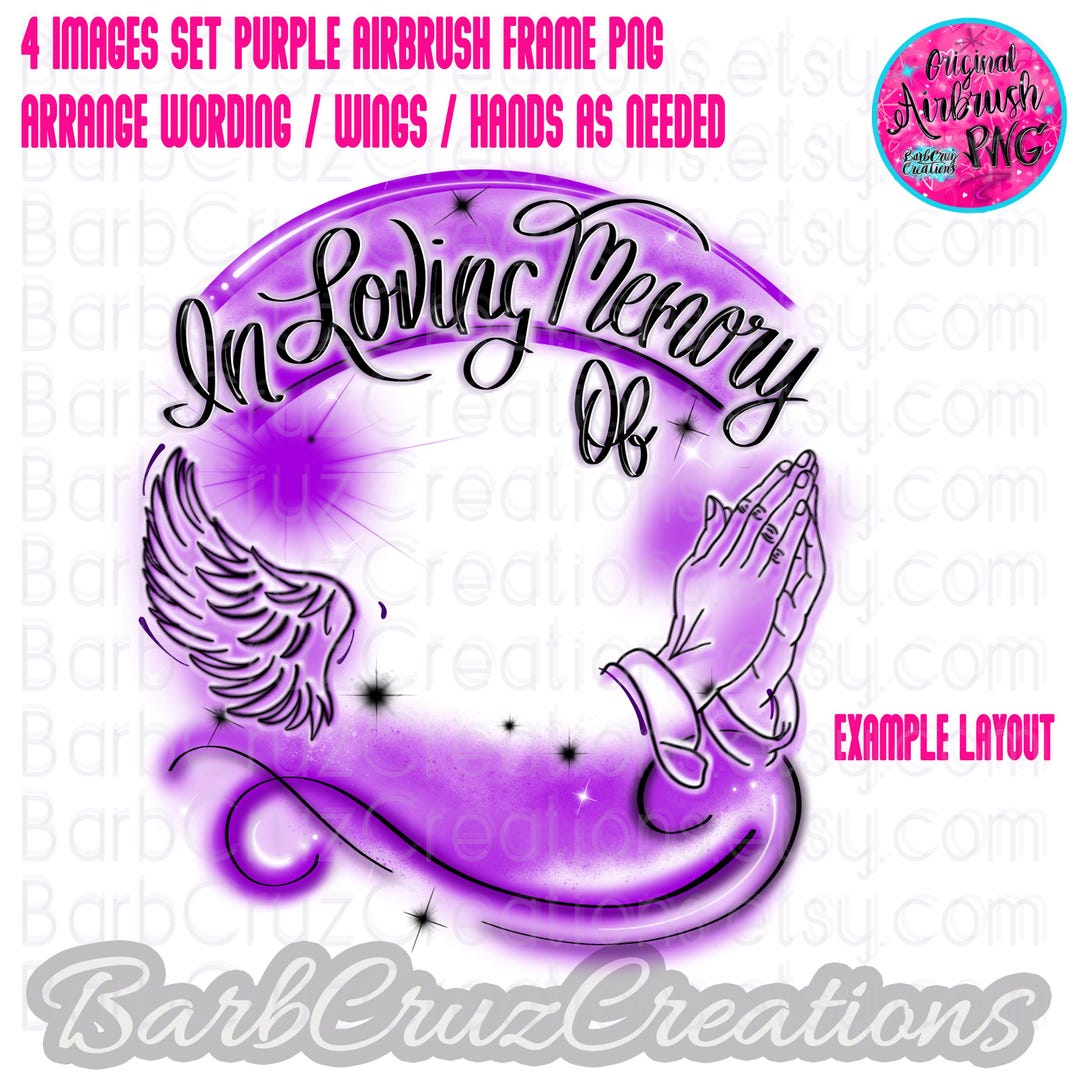 Airbrush Png, in Loving Memory Of, Purple, DTF, DTG Designs ...