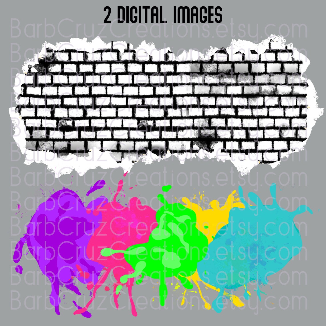 Splatter Paint Brick Wall Dance Clipart Png Jpg - Etsy
